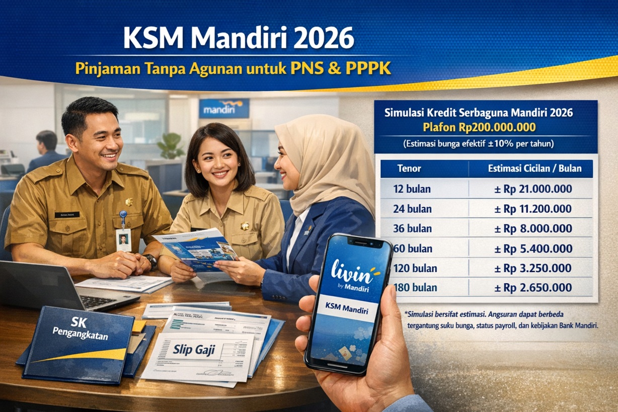 KSM Bank Mandiri 2026 Dibuka: Pinjaman Tanpa Agunan Andalan PNS dan ...